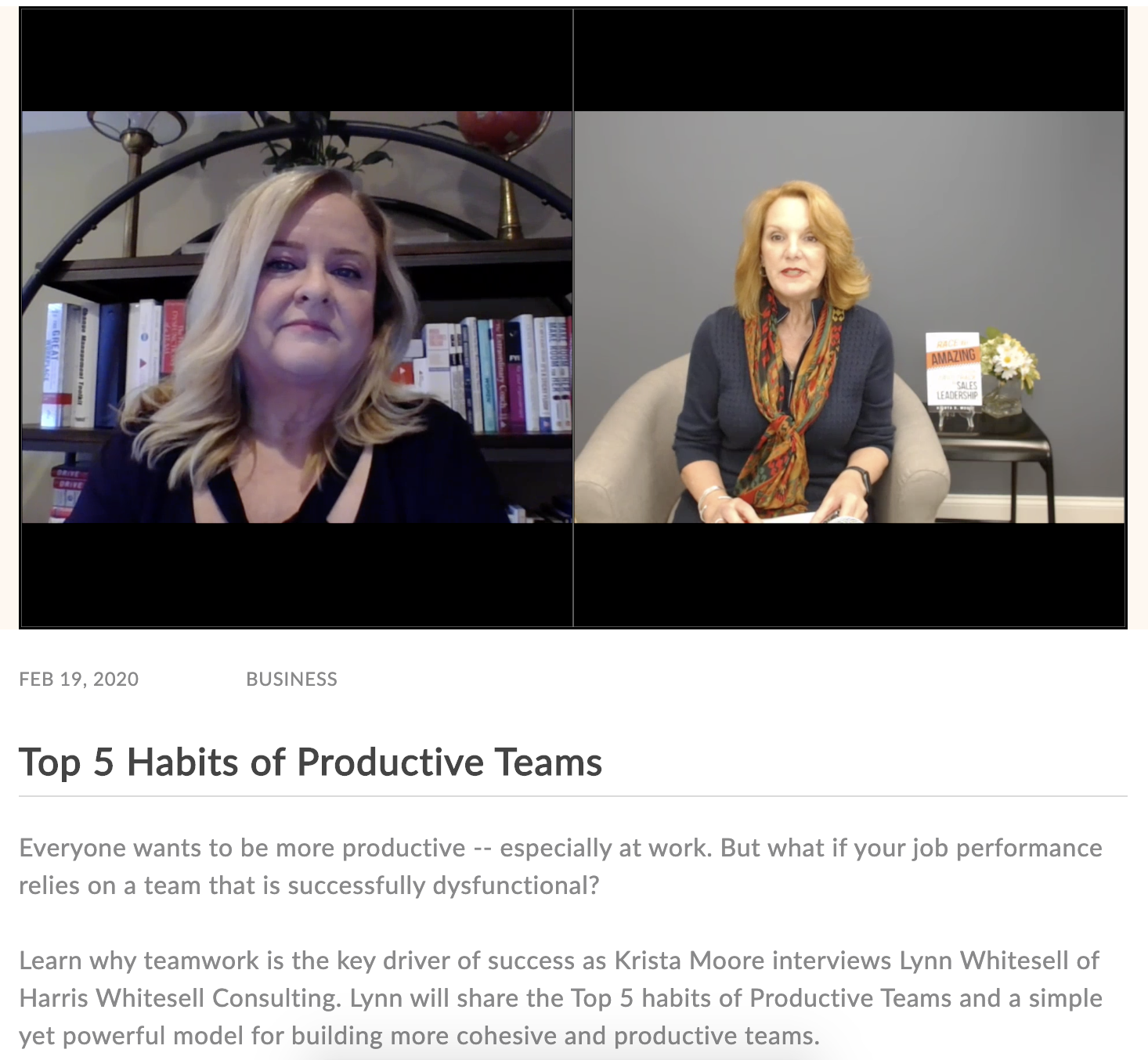 The Five Habits of Productive Teams - Video Interview, Krista Moore ...